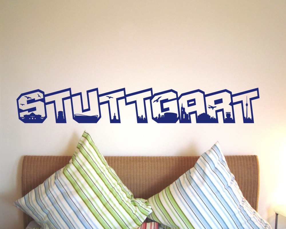 Wandtattoo Stuttgart Schriftzug Skyline | plot4u